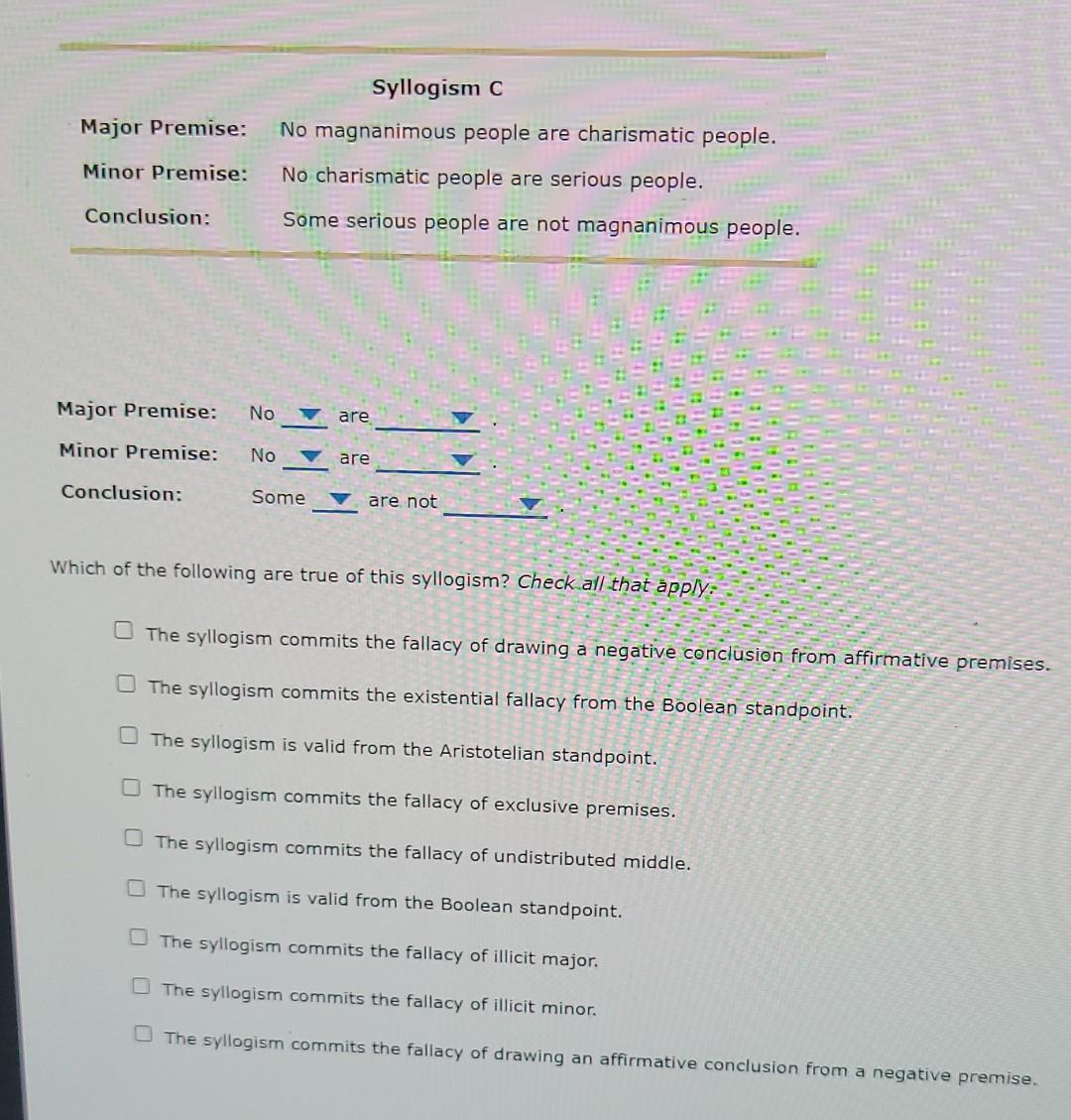 Syllogism C Major Premise: No magnanimous people are | Chegg.com