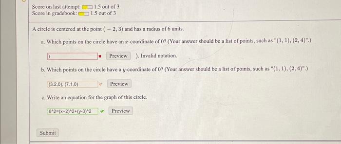 Solved Score on last attempt: 1.5 out of 3 Score in | Chegg.com