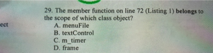 ect 29. The member function on line 72 (Listing 1) | Chegg.com