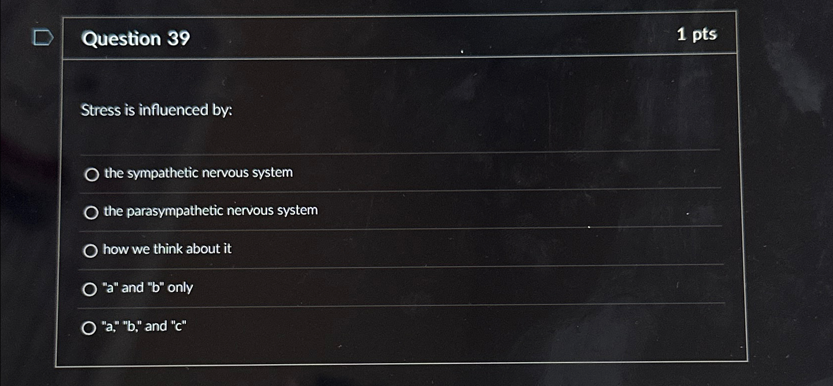Solved Question 391 ﻿ptsStress is influenced by:the | Chegg.com