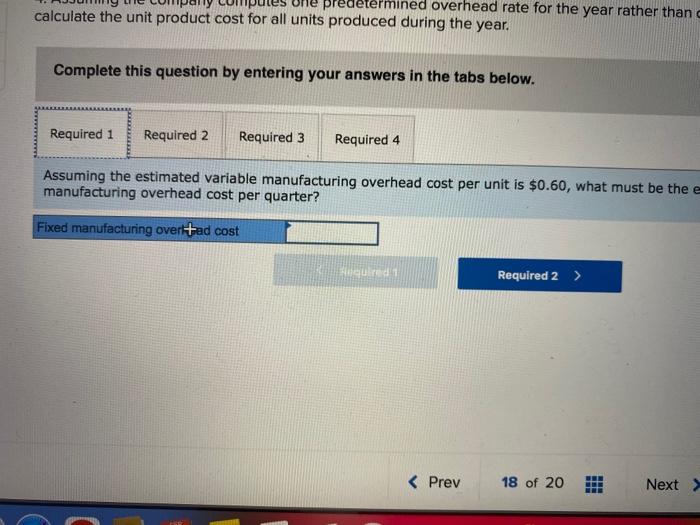 Solved Exercise 2-11 (Algo) Varying Plantwide Predetermined | Chegg.com