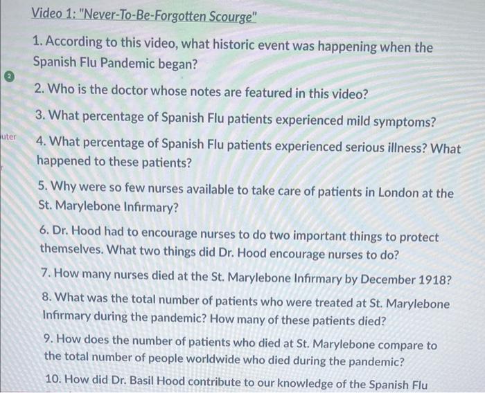 1. According to this video, what historic event was | Chegg.com