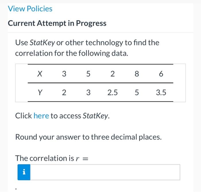 Solved View Policies Current Attempt in Progress Use StatKey | Chegg.com