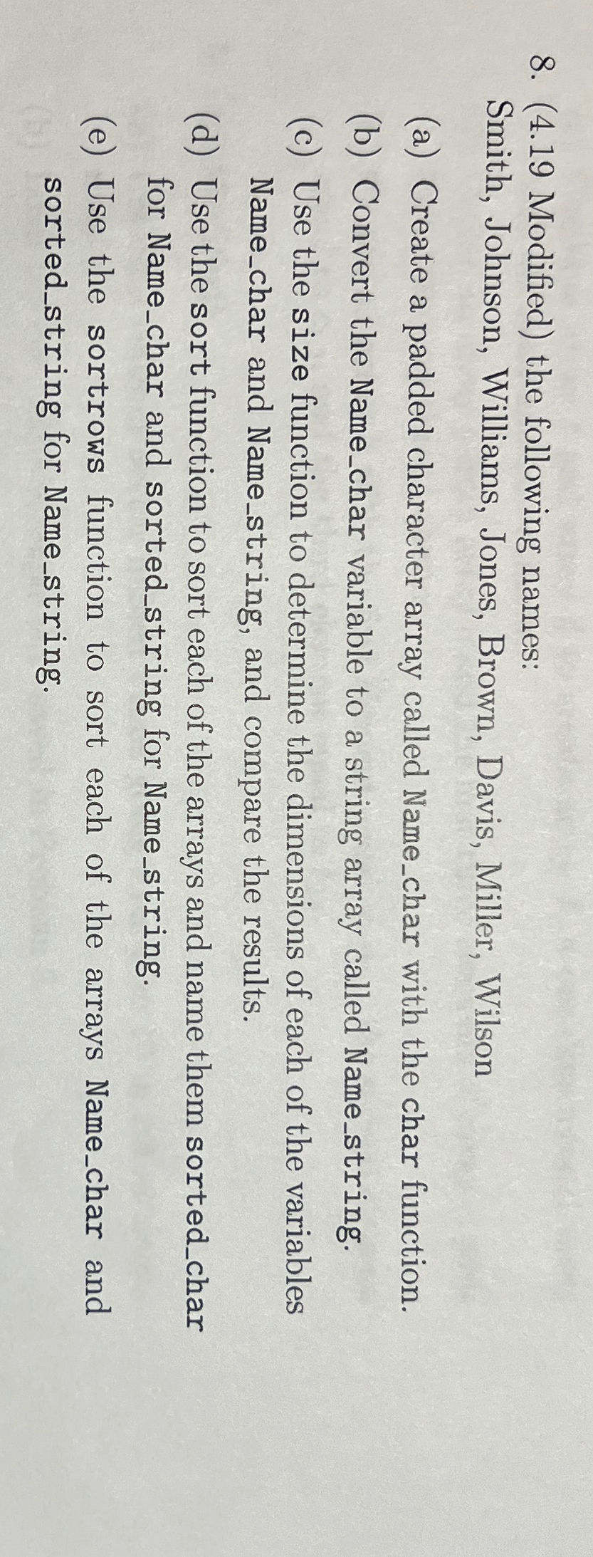 Solved (4.19 ﻿Modified) ﻿the following names:Smith, Johnson, | Chegg.com