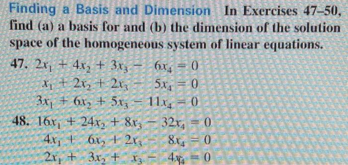 Solved Finding a Basis and Dimension In Exercises 47-50, | Chegg.com