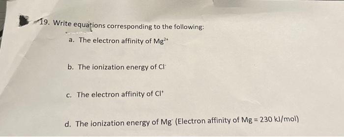 Solved 19. Write equations corresponding to the following: | Chegg.com