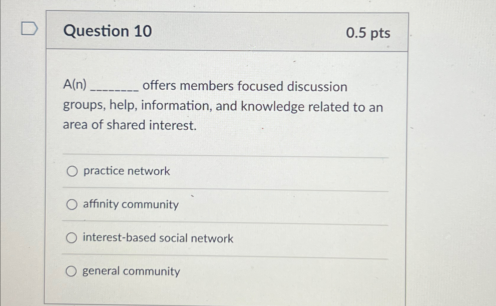 Solved Question 100.5ptsA(n) ﻿offers members focused | Chegg.com