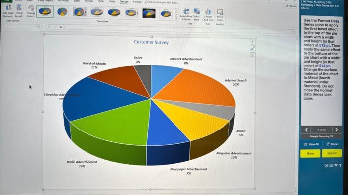 Use the Format Data Series pane to apply the first | Chegg.com