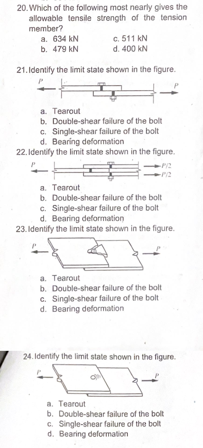 Solved Identify the limit state shown in the figure.a. | Chegg.com