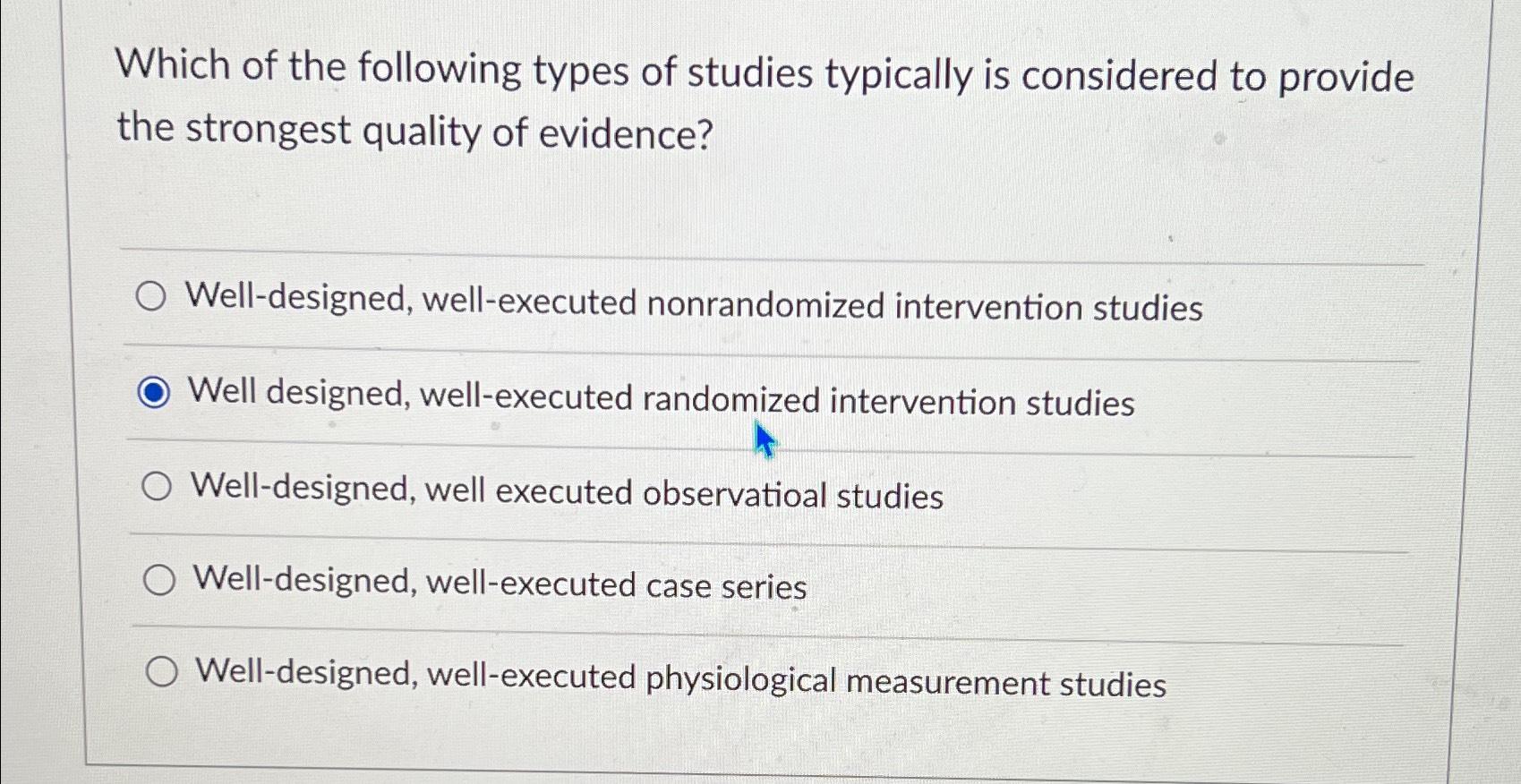 Solved Which of the following types of studies typically is | Chegg.com