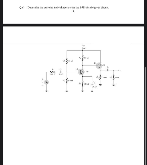 Solved Q.6) Determine the currents and voltages across the | Chegg.com