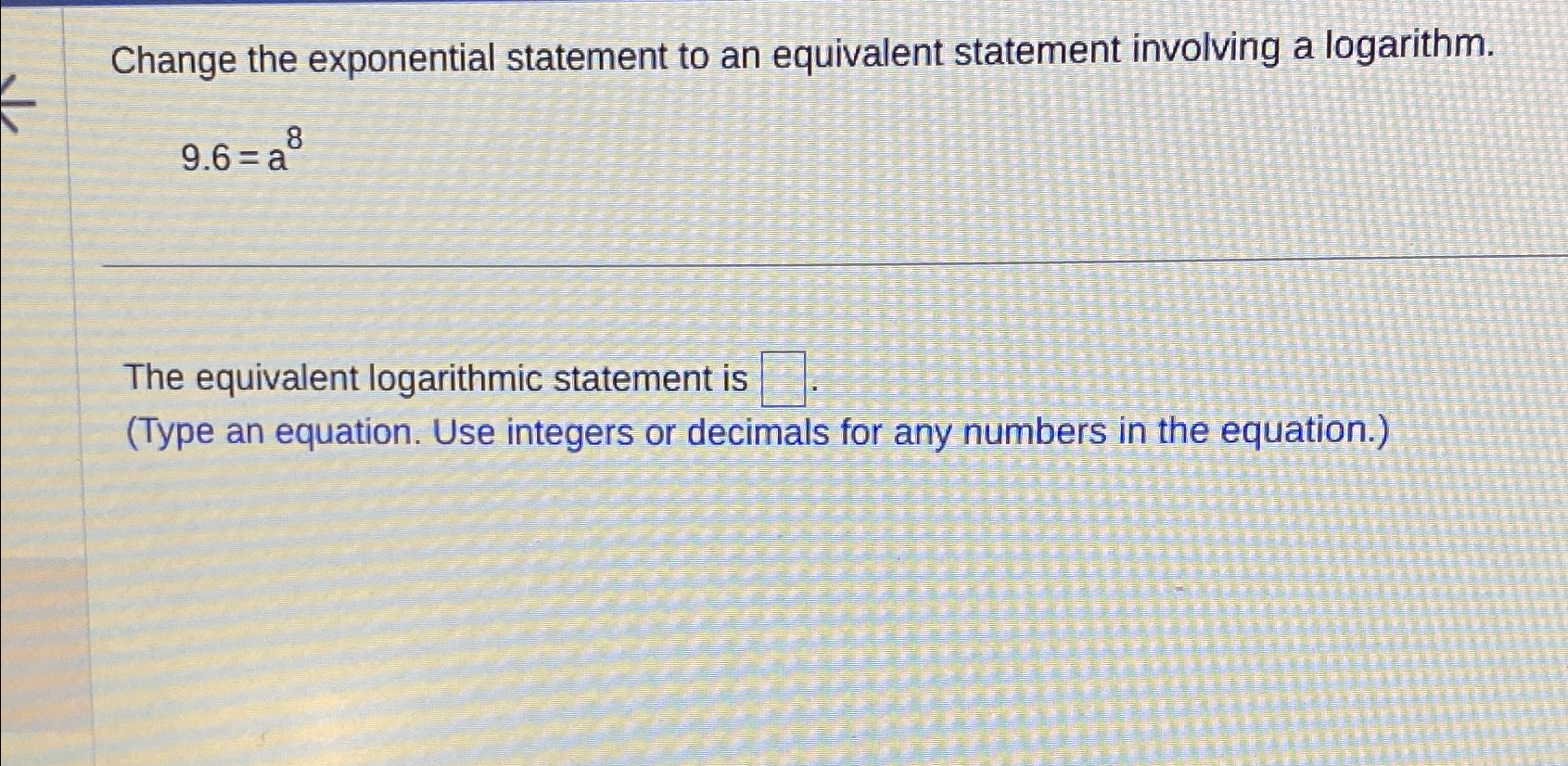 Solved Change the exponential statement to an equivalent | Chegg.com
