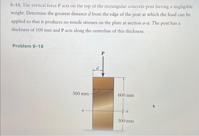 Solved 8-18. The vertical force P acts on the top of the | Chegg.com