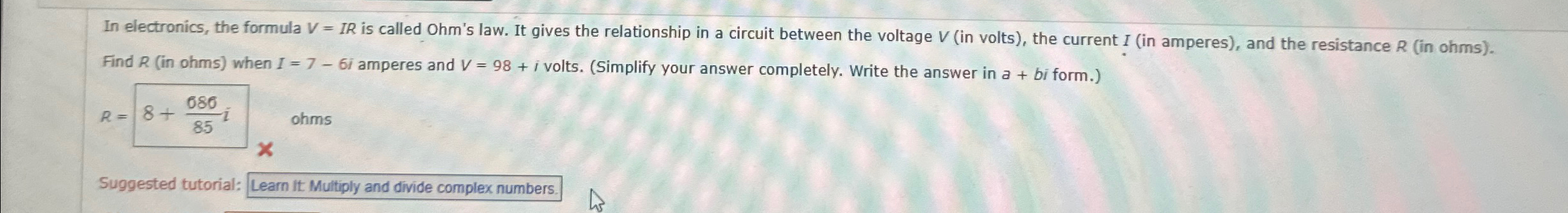 Solved In electronics, the formula V=IR ﻿is called Ohm's | Chegg.com