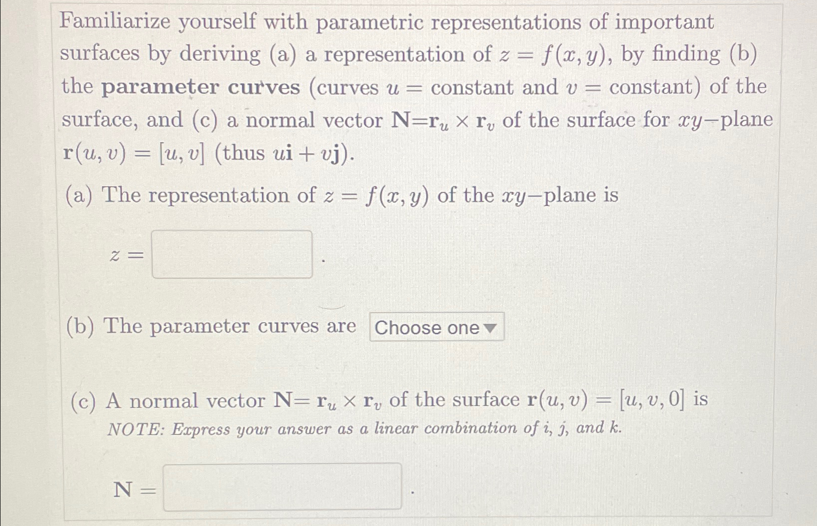 Solved Familiarize yourself with parametric representations | Chegg.com