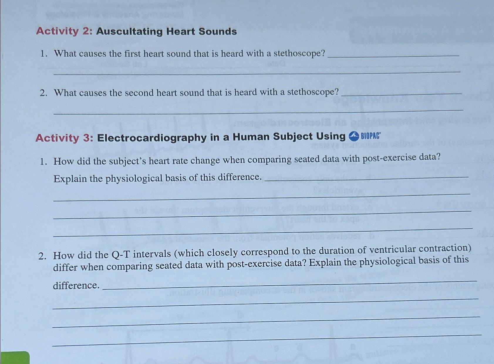 Solved Activity 2: Auscultating Heart SoundsWhat causes the | Chegg.com