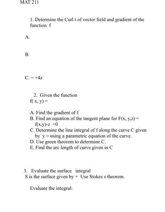 Solved 1. Determine the Curl \\( t \\) of vector field and | Chegg.com