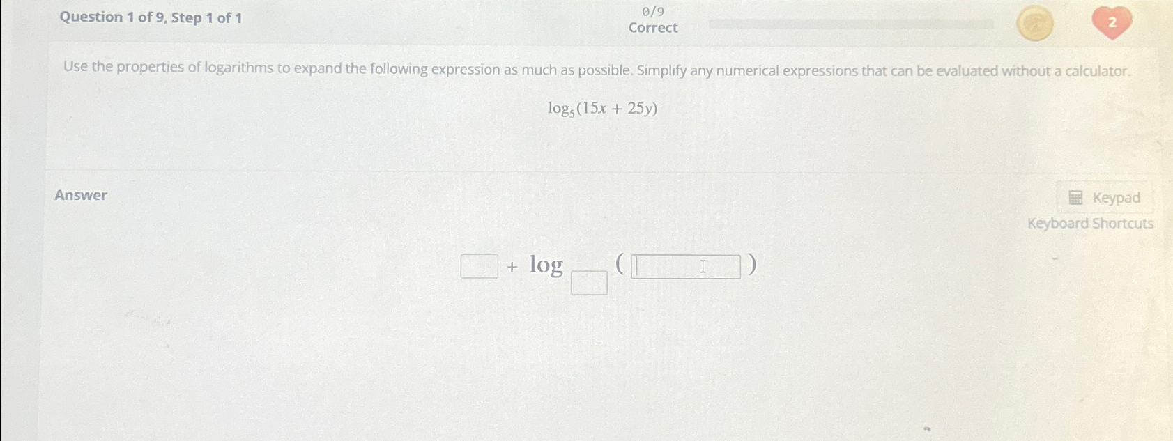 Solved Question 1 ﻿of 9, ﻿Step 1 ﻿of 109CorrectUse the | Chegg.com