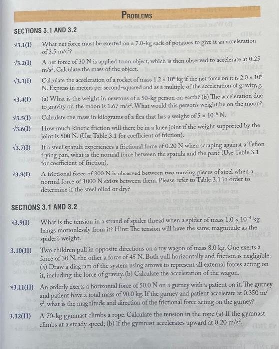 Solved Sections 3 1 And 3 2 3 1 I What Net Force Must Be