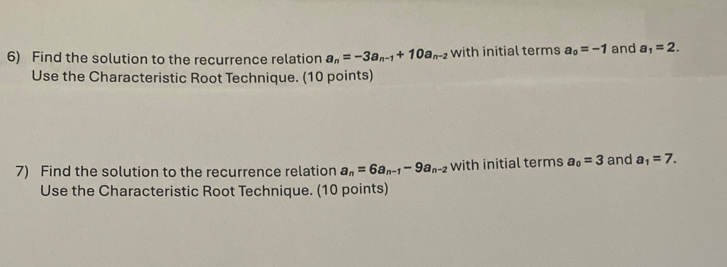 Solved Find the solution to the recurrence relation | Chegg.com