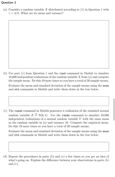 Question 2 (a) Consider a random variable X | Chegg.com