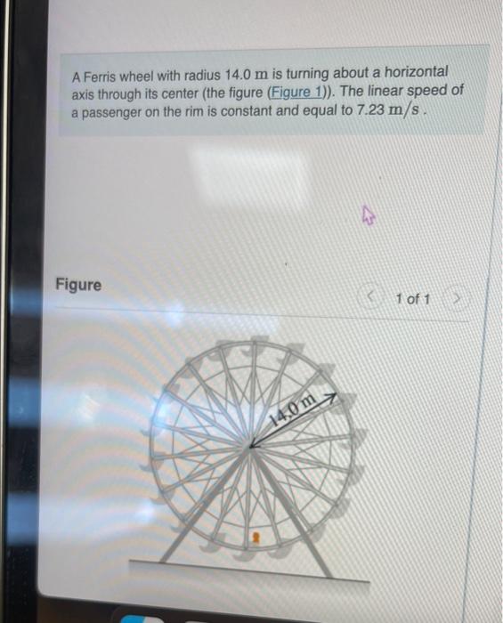 Solved A Ferris wheel with radius 14.0 m is turning about a | Chegg.com