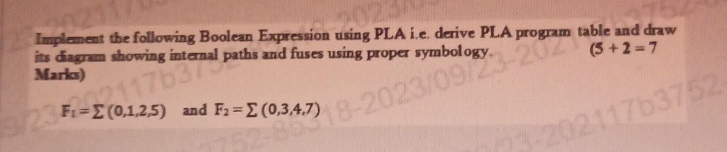Solved Implement The Following Boolean Expression Using Pla 8603