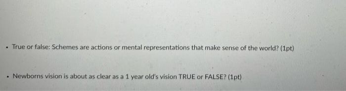 Solved True or false: Schemes are actions or mental | Chegg.com