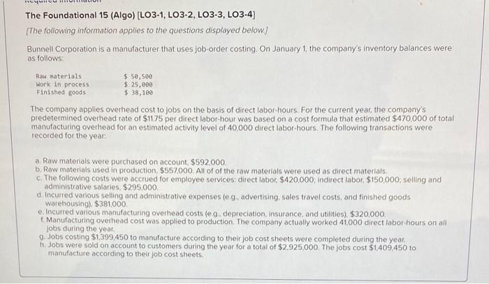 Solved The Foundational 15 (Algo) [LO3-1, LO3-2, LO3-3, | Chegg.com