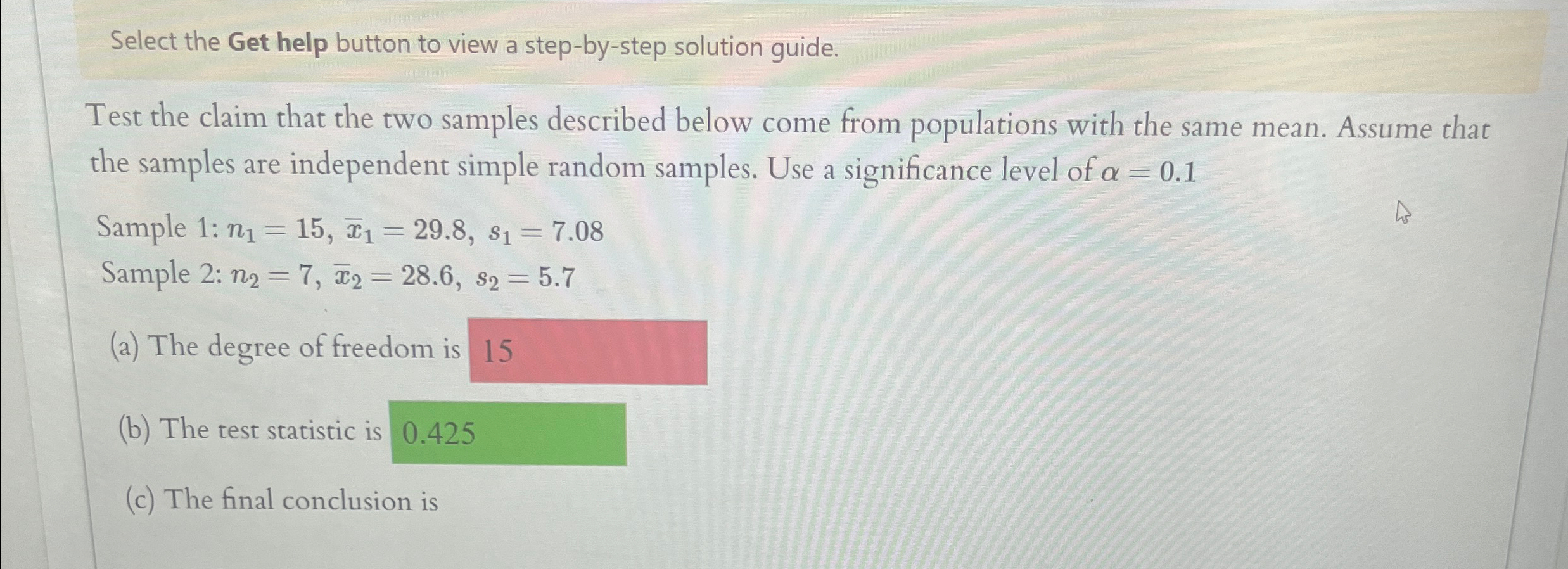 Solved Select the Get help button to view a step-by-step | Chegg.com