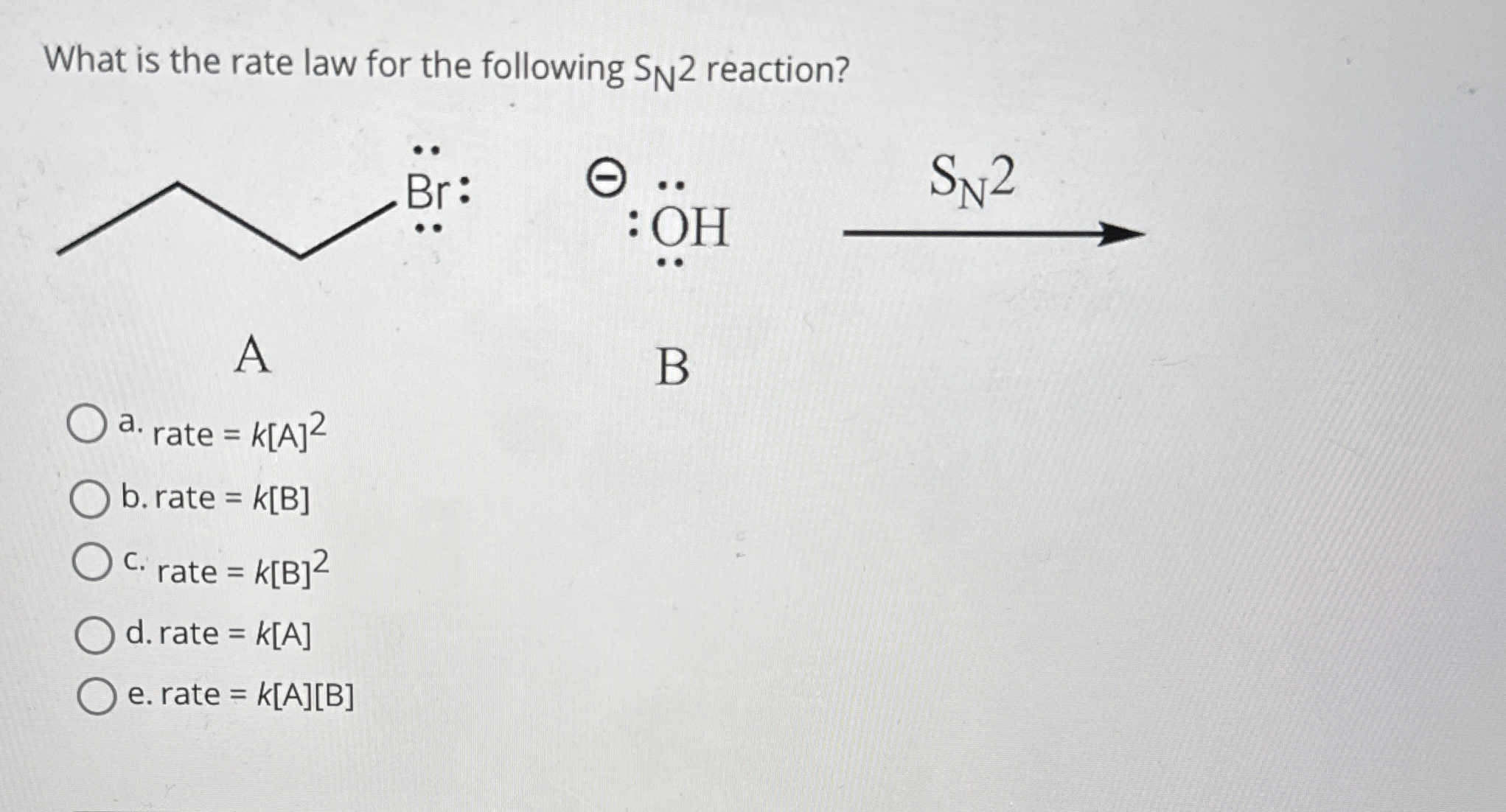 Solved What is the rate law for the following SN2 | Chegg.com