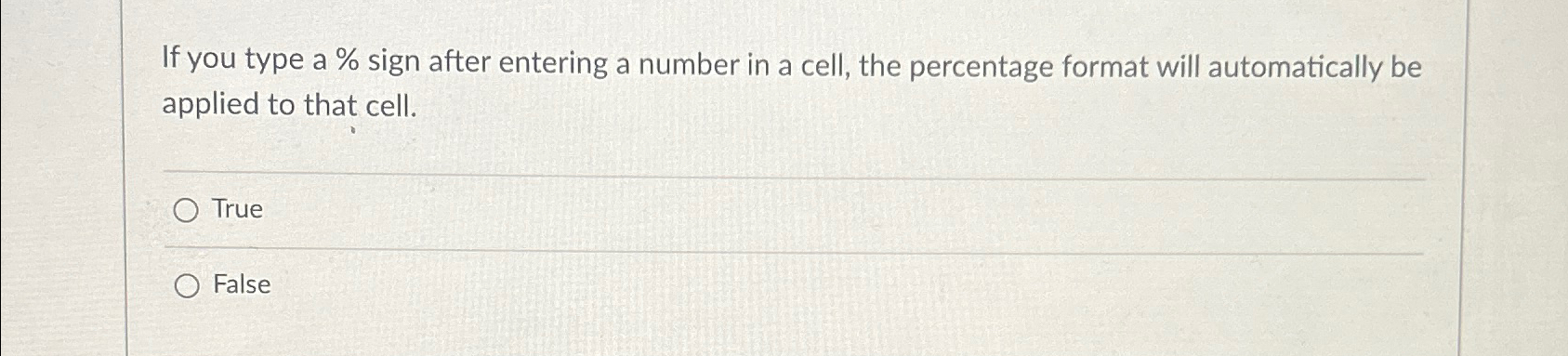 Solved If you type a % ﻿sign after entering a number in a | Chegg.com