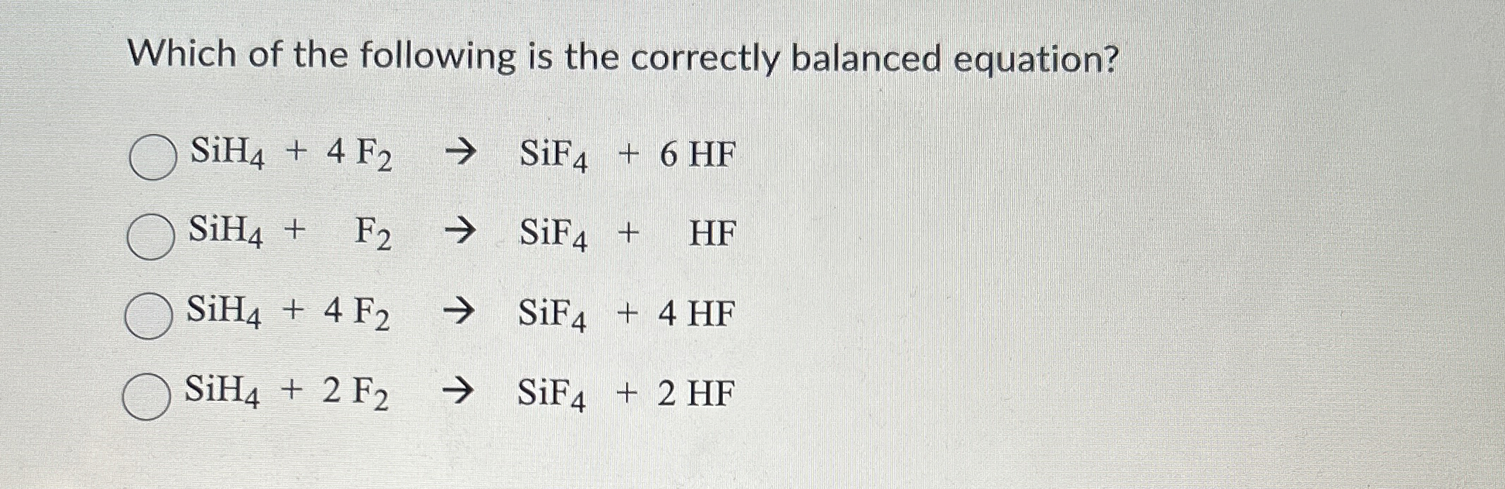 Solved Which of the following is the correctly balanced | Chegg.com