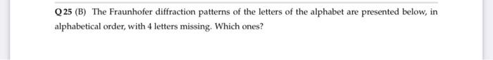Solved Q25 (B) The Fraunhofer diffraction patterns of the | Chegg.com