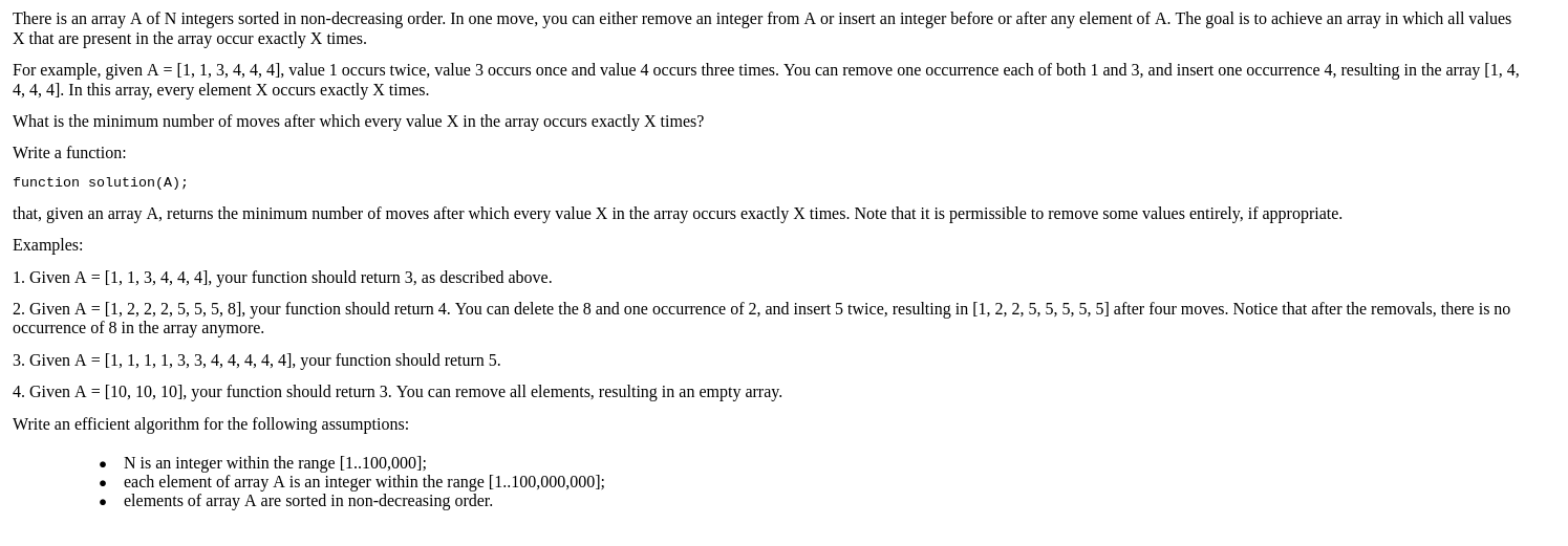 Solved There is an array A of N integers sorted in | Chegg.com