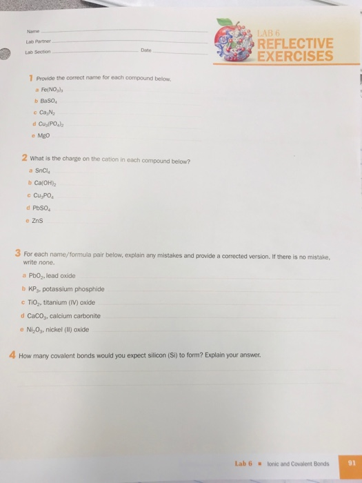 Solved Name LAB 6 REFLECTIVE EXERCISES Lab Partner Date Lab | Chegg.com Solved Name LAB 6 REFLECTIVE EXERCISES Lab Partner Date Lab | Chegg.com