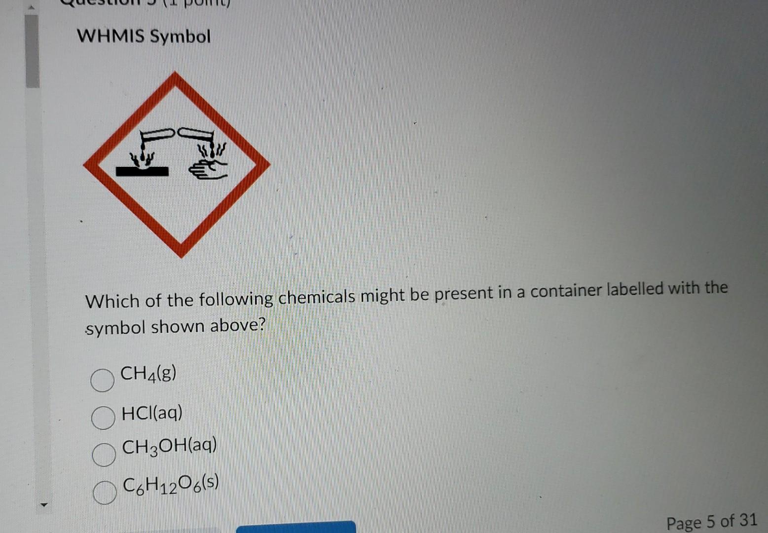 Solved WHMIS Symbol Which of the following chemicals might | Chegg.com