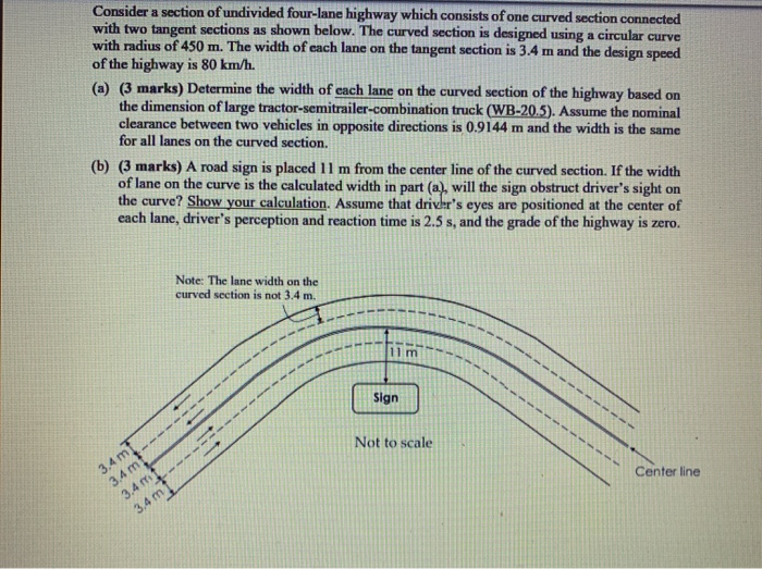 Solved Consider a section of undivided four-lane highway | Chegg.com