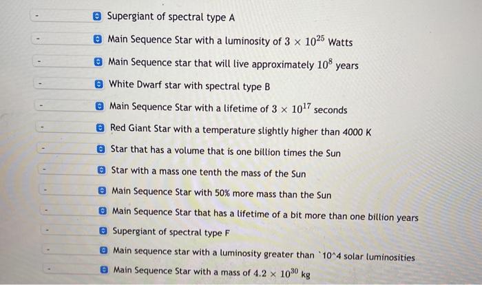 Solved - + . - - Supergiant of spectral type A Main Sequence | Chegg.com