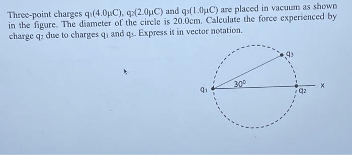 Solved Three-point charges q1(4.0μC),q2(2.0μC) and q3(1.0μC) | Chegg.com