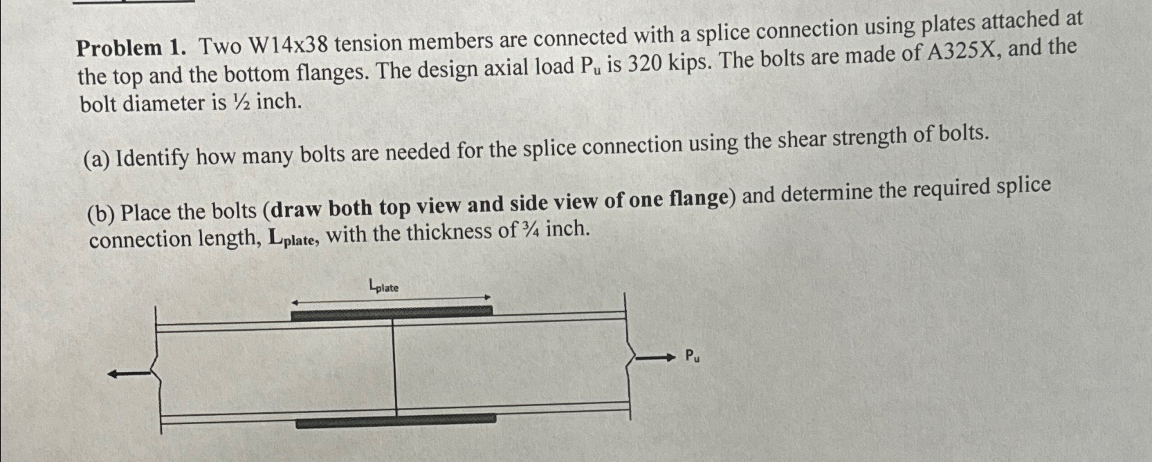 Solved Problem 1. ﻿Two W14x38 ﻿tension members are connected | Chegg.com