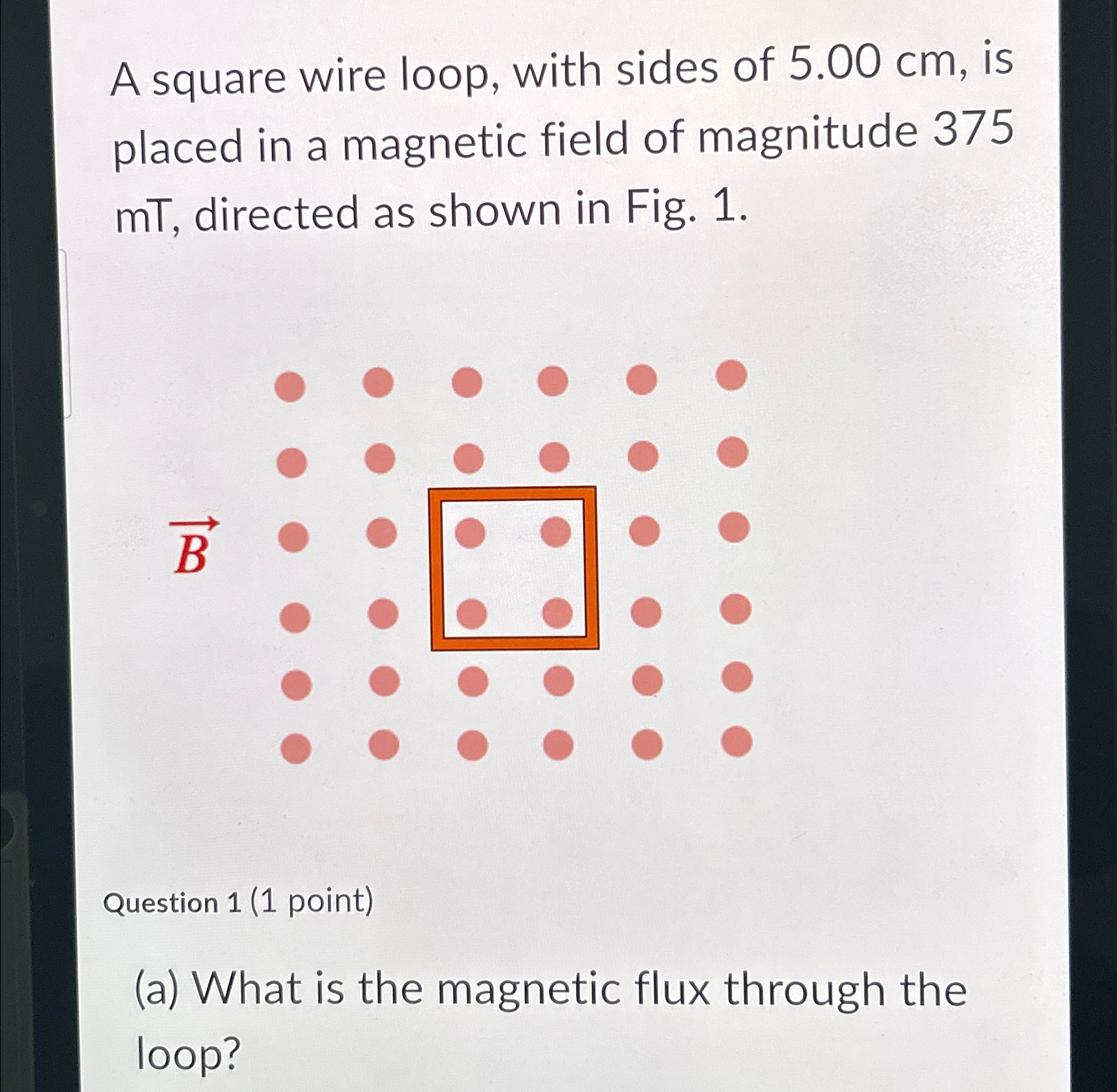 Solved A square wire loop, with sides of 5.00cm, ﻿is placed | Chegg.com