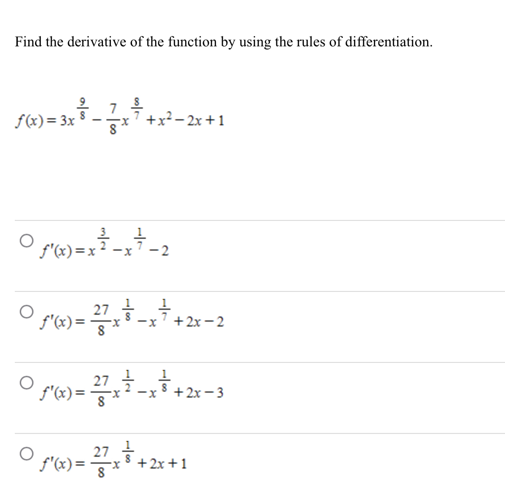 Solved Find the derivative of the function by using the | Chegg.com