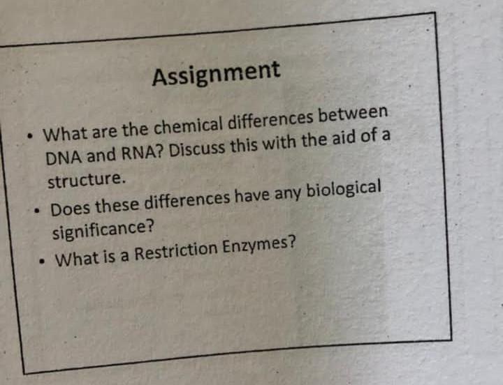Solved - What are the chemical differences between DNA and | Chegg.com
