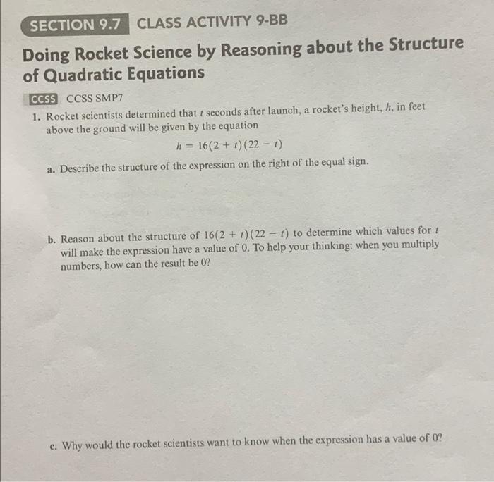 Solved SECTION 9.7 CLASS ACTIVITY 9-BB Doing Rocket Science | Chegg.com