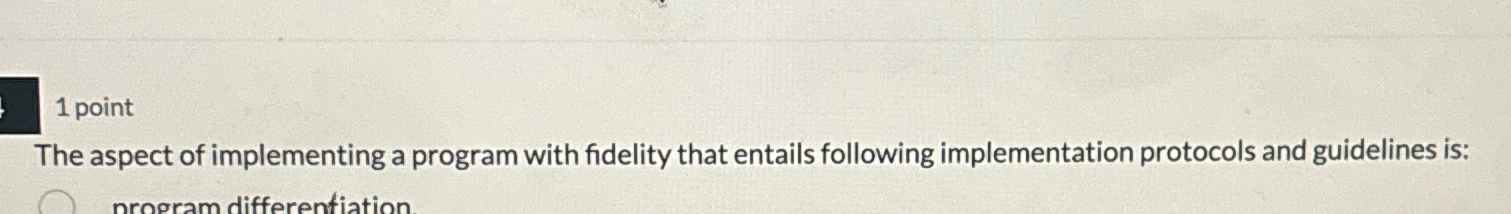 Solved 1 ﻿pointThe aspect of implementing a program with | Chegg.com