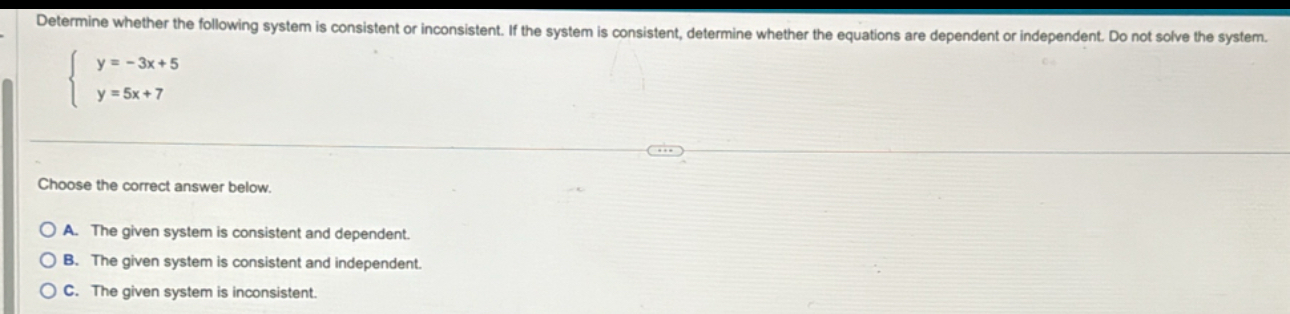 Solved Determine whether the following system is consistent | Chegg.com