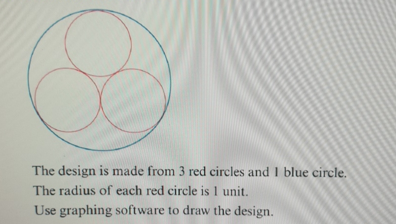 The design is made from 3 ﻿red circles and 1 ﻿blue | Chegg.com