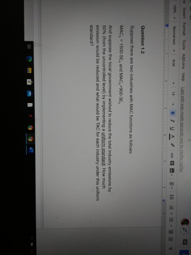Solved Insert Format Tools Add-ons Help Last edit was made | Chegg.com