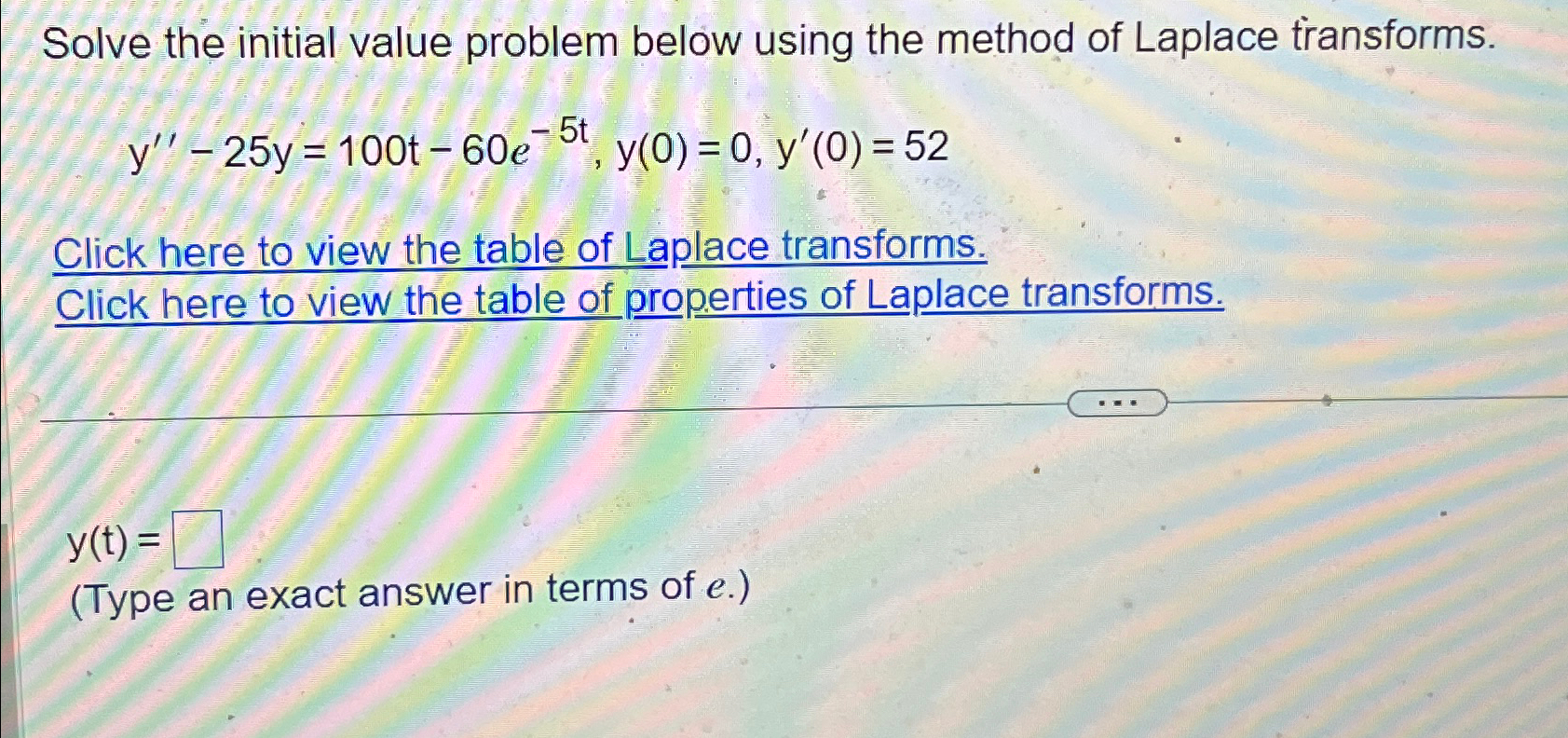 Solved Solve the initial value problem below using the | Chegg.com